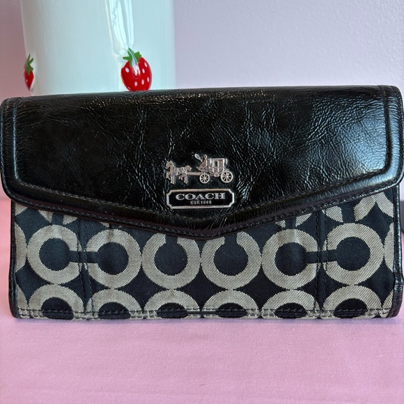 Coach | Bags | Coach Vintage Black Op Art C Wallet | Poshmark